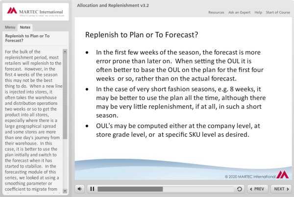 Allocation & Replenishment Course | Martec
