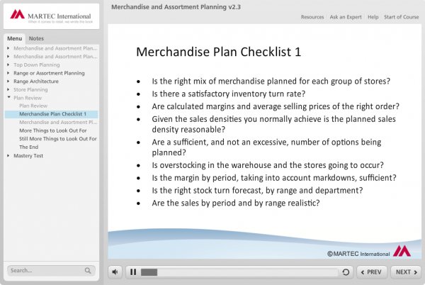 Merchandise & Assortment Planning Course | Martec